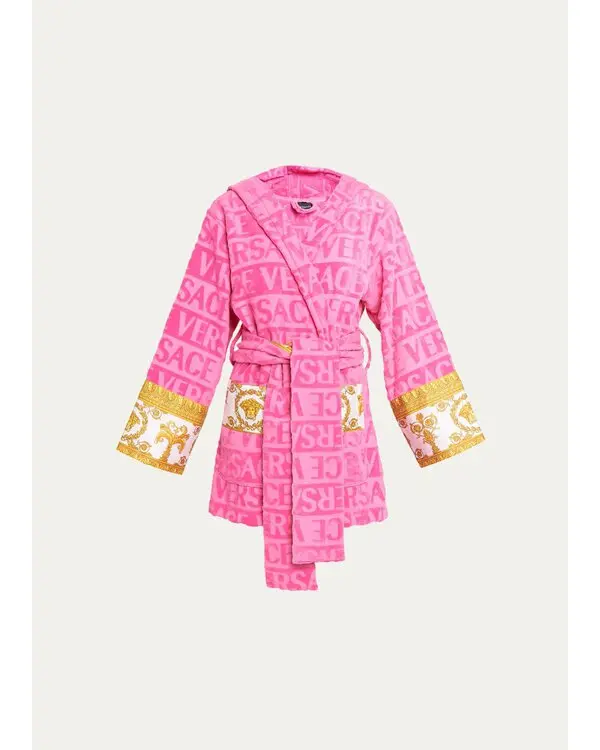 Versace I Heart Baroque Hooded Short Bathrobe