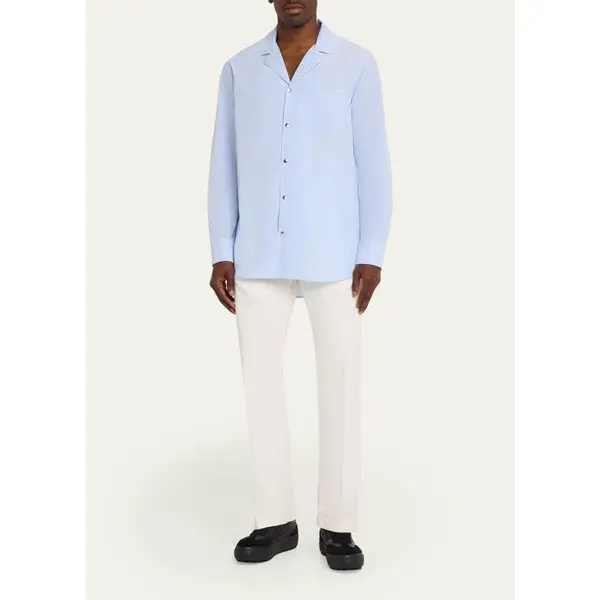Moncler Fil-a-fil Cotton Long-sleeve Shirt
