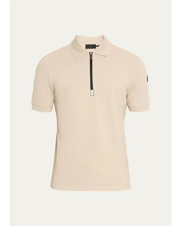 Moncler Logo Cotton Piquet Half-zip Polo Shirt