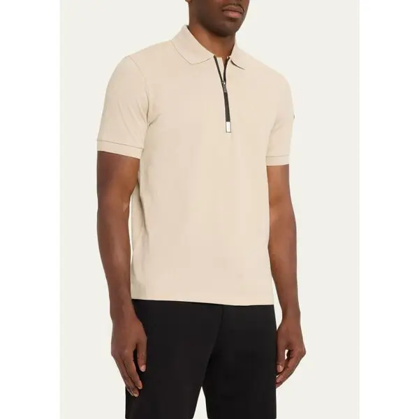 Moncler Logo Cotton Piquet Half-zip Polo Shirt
