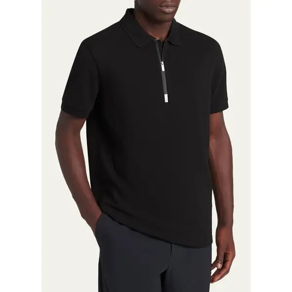 Moncler Logo Cotton Piquet Half-zip Polo Shirt