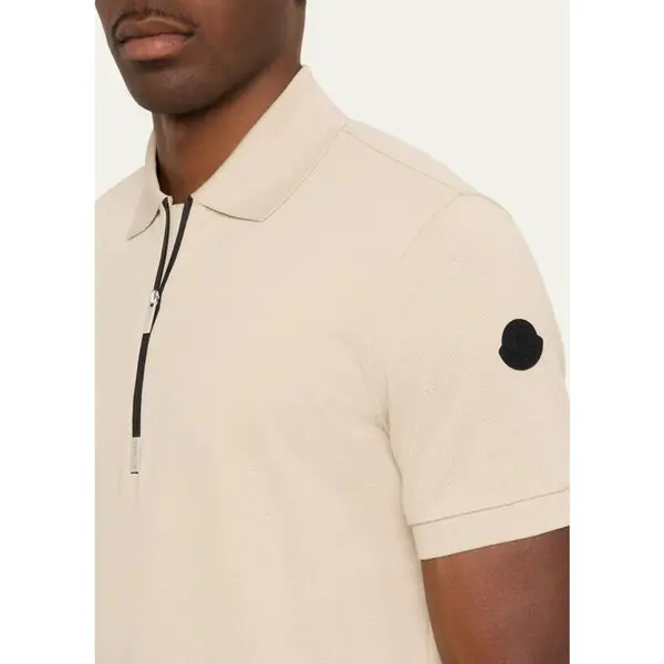 Moncler Logo Cotton Piquet Half-zip Polo Shirt