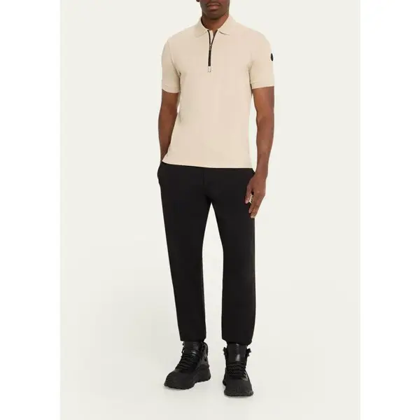 Moncler Logo Cotton Piquet Half-zip Polo Shirt