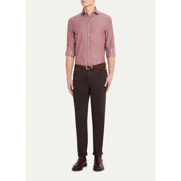 Brunello Cucinelli Cotton Multi-stripe Button-down Shirt - Straw