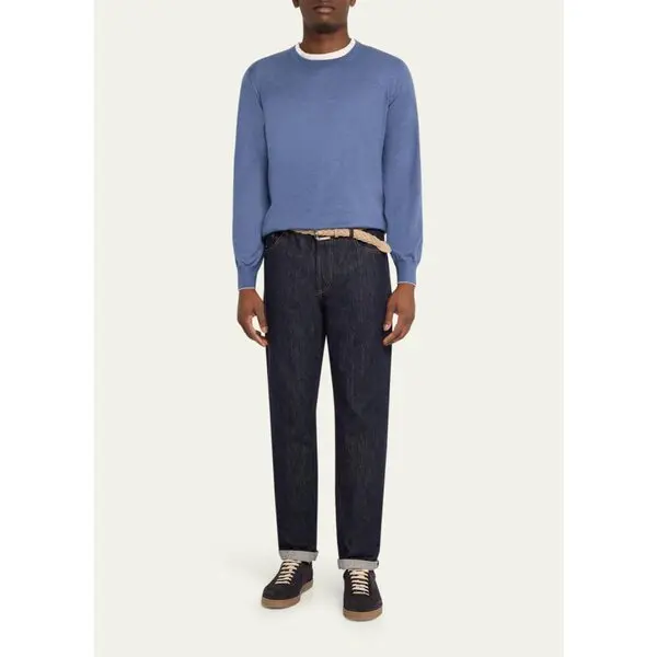 Brunello Cucinelli Cashmere Knit Crewneck Sweater - Blue