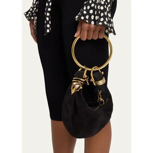 Chloé Sculptural Bracelet Bag In Suede