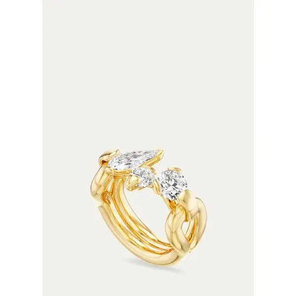 UNIFORM OBJECT 18k Gold & 2.65 Tcw Diamond Triptych Mantle Ring