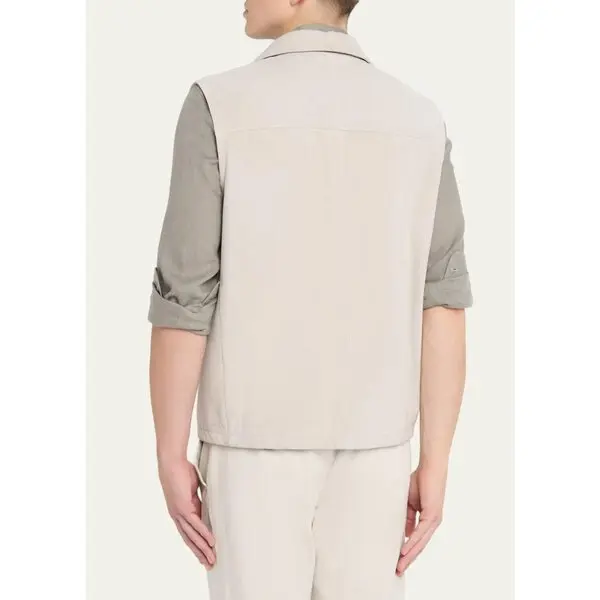 Brunello Cucinelli Down Leather Snap-front Vest