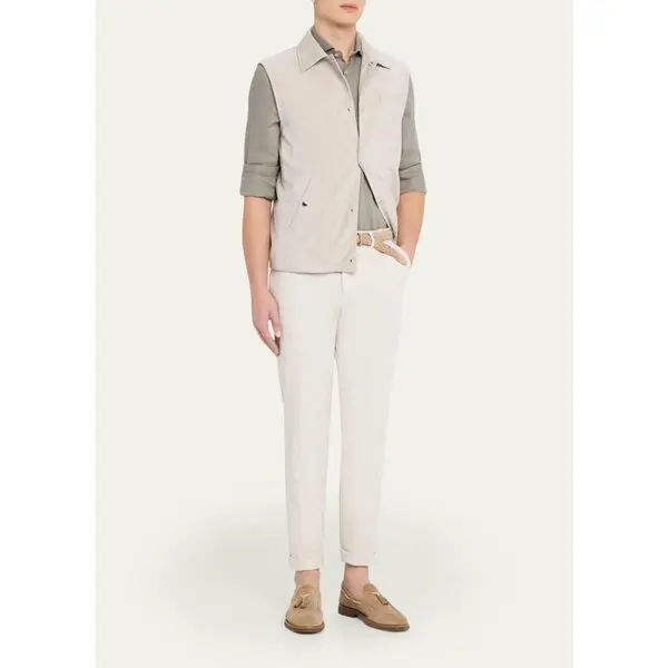 Brunello Cucinelli Down Leather Snap-front Vest