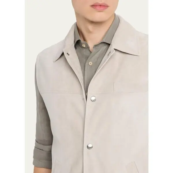 Brunello Cucinelli Down Leather Snap-front Vest