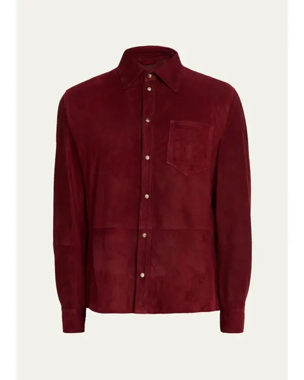 Brunello Cucinelli Leather Snap-front Shirt With Pocket