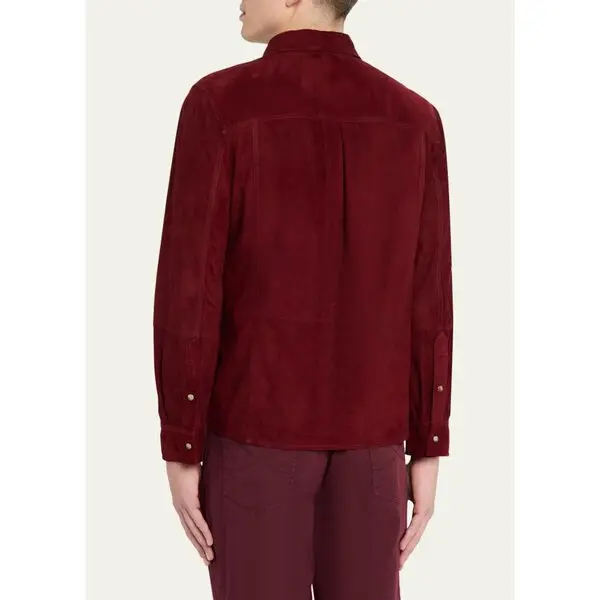 Brunello Cucinelli Leather Snap-front Shirt With Pocket