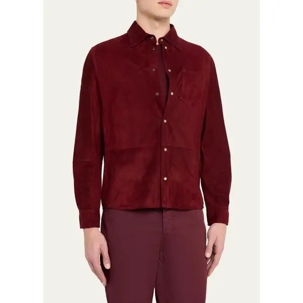 Brunello Cucinelli Leather Snap-front Shirt With Pocket