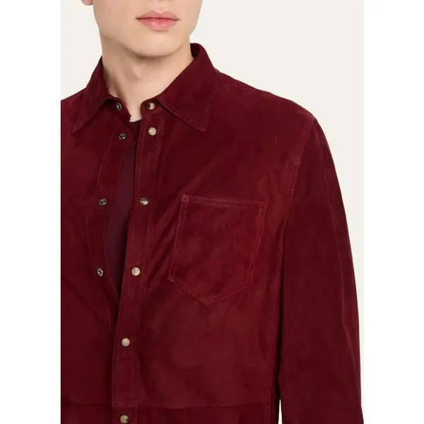 Brunello Cucinelli Leather Snap-front Shirt With Pocket