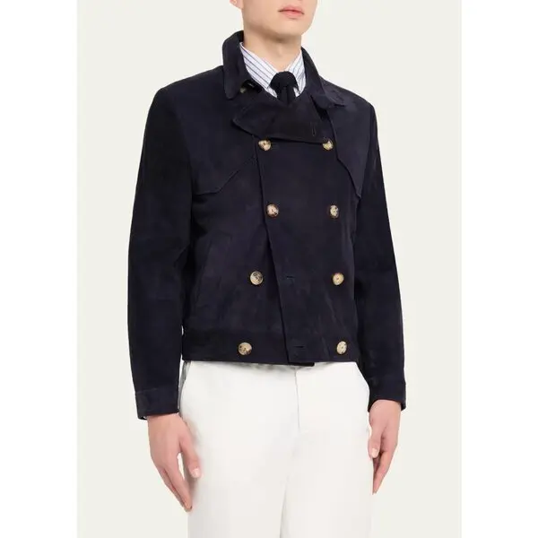 Brunello Cucinelli Double-breasted Leather Jacket
