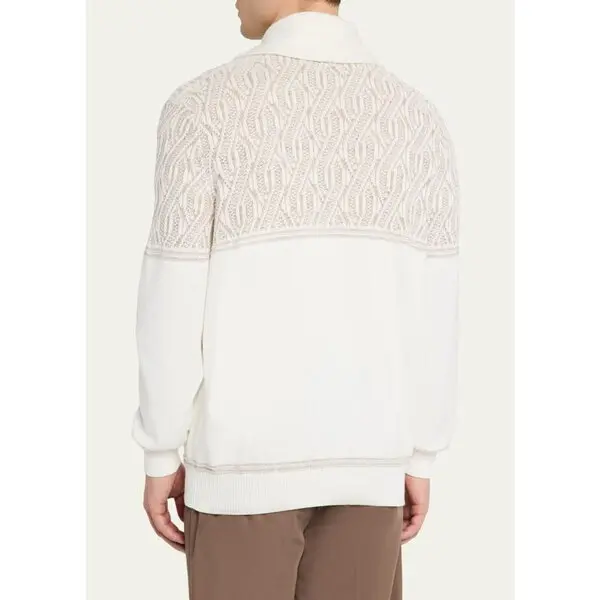 Brunello Cucinelli Cotton Cable Knit Shawl Cardigan