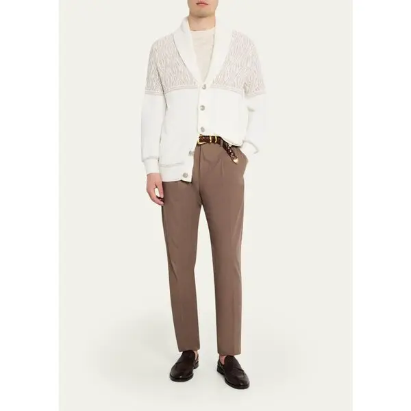 Brunello Cucinelli Cotton Cable Knit Shawl Cardigan