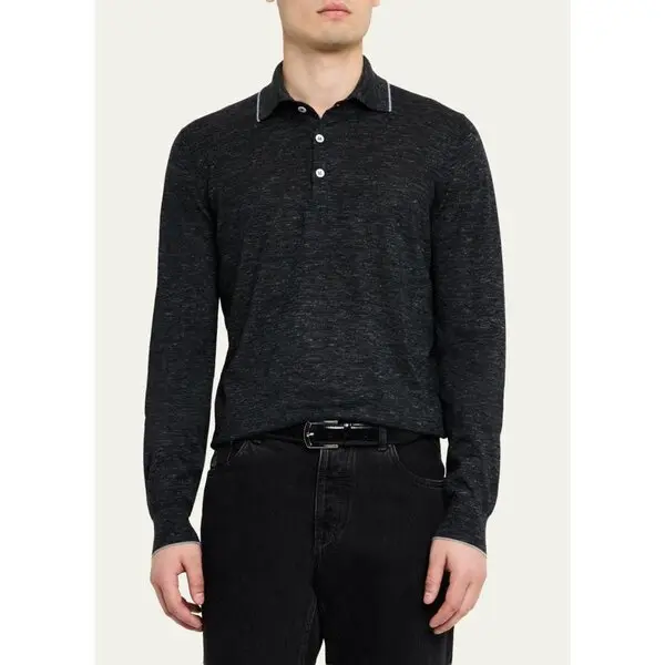 Brunello Cucinelli Cashmere Tipped-collar Polo Sweater - Anthr