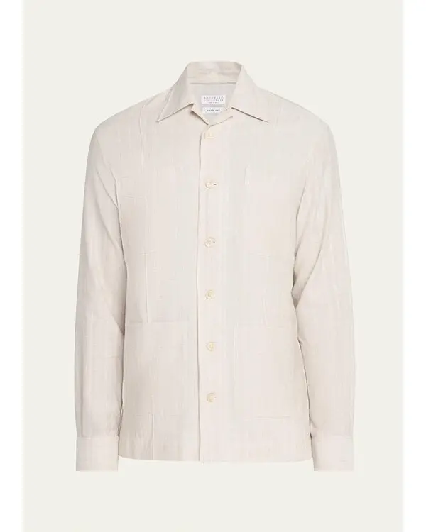 Brunello Cucinelli Cotton And Linen Stripe Button-down Shirt