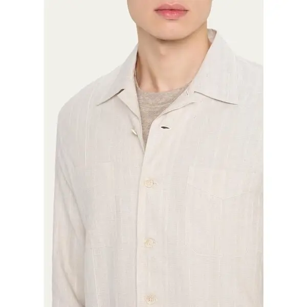 Brunello Cucinelli Cotton And Linen Stripe Button-down Shirt