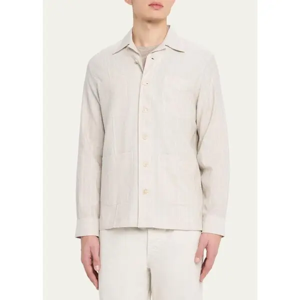 Brunello Cucinelli Cotton And Linen Stripe Button-down Shirt