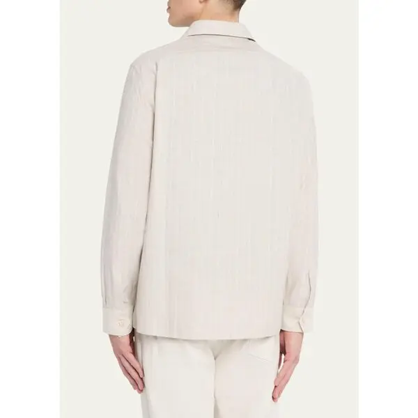 Brunello Cucinelli Cotton And Linen Stripe Button-down Shirt