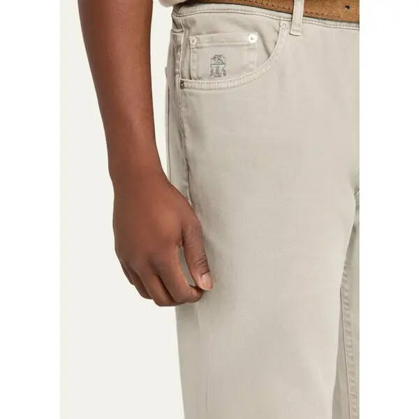 Brunello Cucinelli Gart-dyed Cotton Five-pocket Pants - Khaki