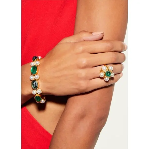 BEN-AMUN Gold Pearly And Stone Ring