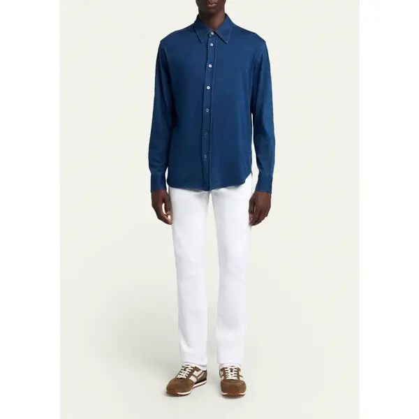 TOM FORD Cotton Denim Point-collar Button-down Shirt