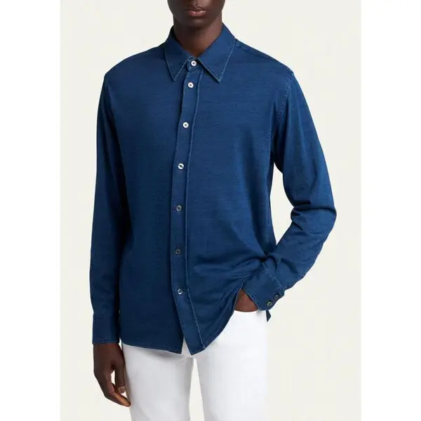 TOM FORD Cotton Denim Point-collar Button-down Shirt