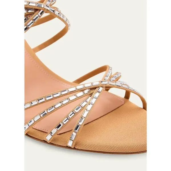 AQUAZZURA Tell Me Crystal 75mm Grosgrain Sandals