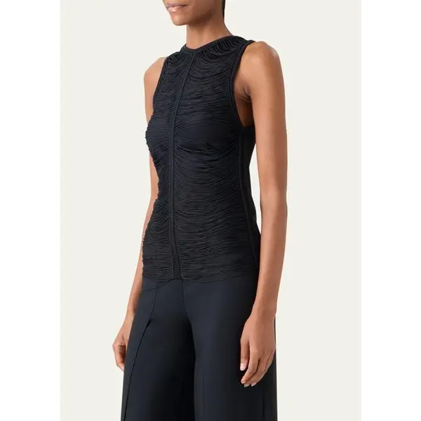Akris Trapezoid Embroidered Sleeveless Blouse