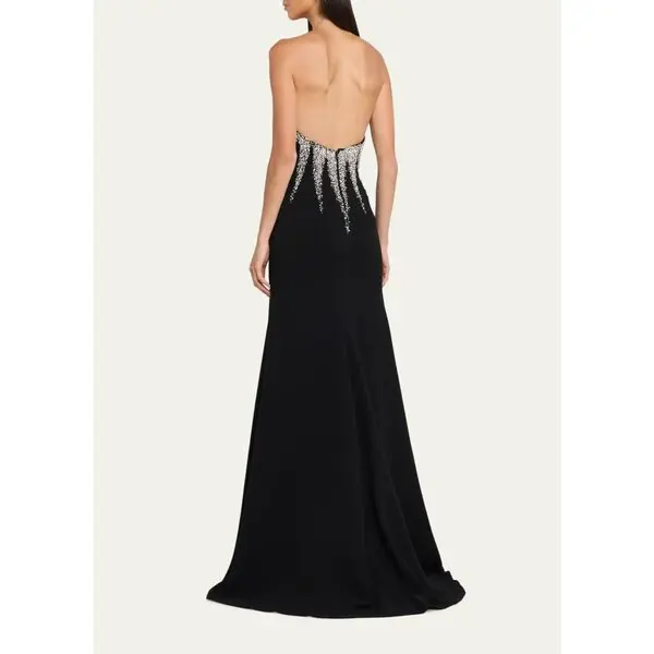 Naeem Khan Strapless Crystal-embellished Crepe Fit-&-flare Gown