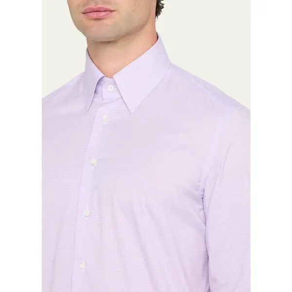 Bergdorf Goodman Micro Check Cotton Shirt