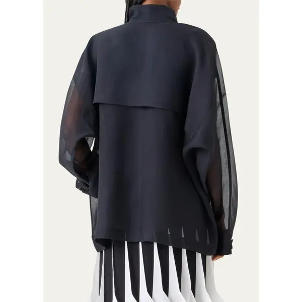 Akris Huma Silk Georgette Oversized Parka Jacket