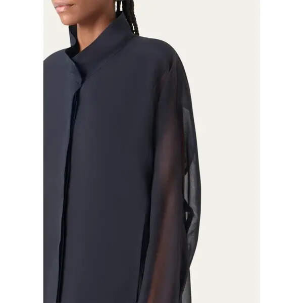 Akris Huma Silk Georgette Oversized Parka Jacket