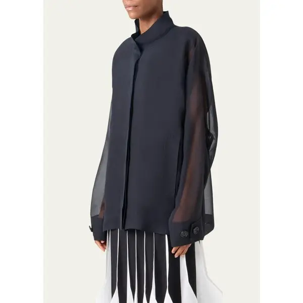 Akris Huma Silk Georgette Oversized Parka Jacket