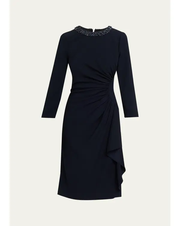Rickie Freeman For Teri Jon Beaded Draped Crepe Dress