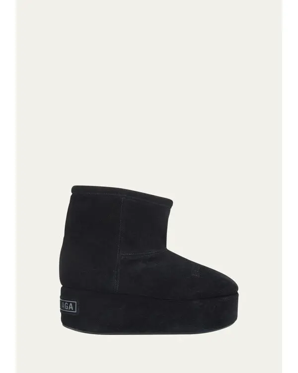 Balenciaga Alaska Platform Suede Ankle Booties - Black