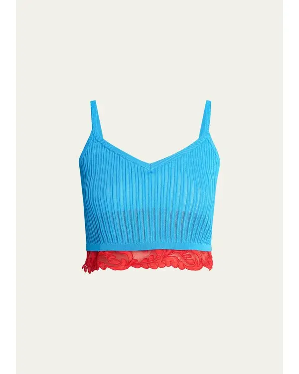 Versace Ribbed Lace Crop Top