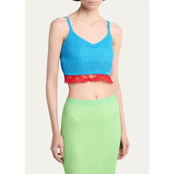 Versace Ribbed Lace Crop Top