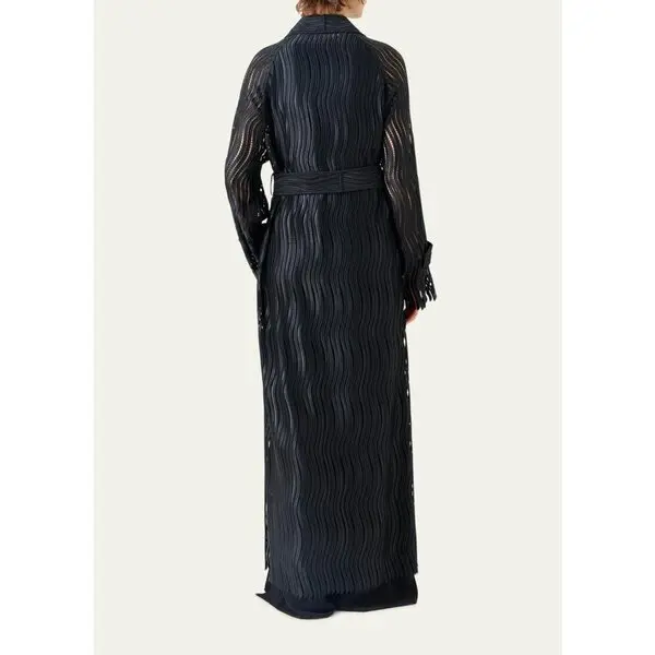 Akris Wave Embroidered Single-breasted Long Coat