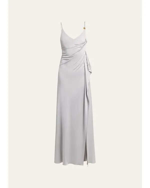 Versace Draped Satin Viscose Gown