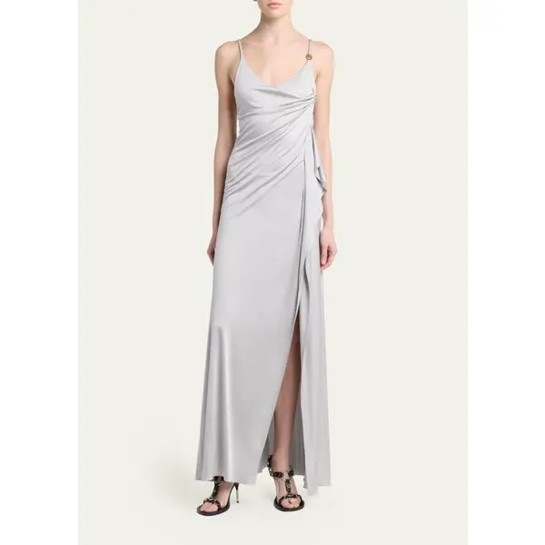 Versace Draped Satin Viscose Gown