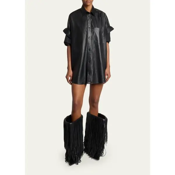 Balenciaga Avenue Fringe Leather Booties