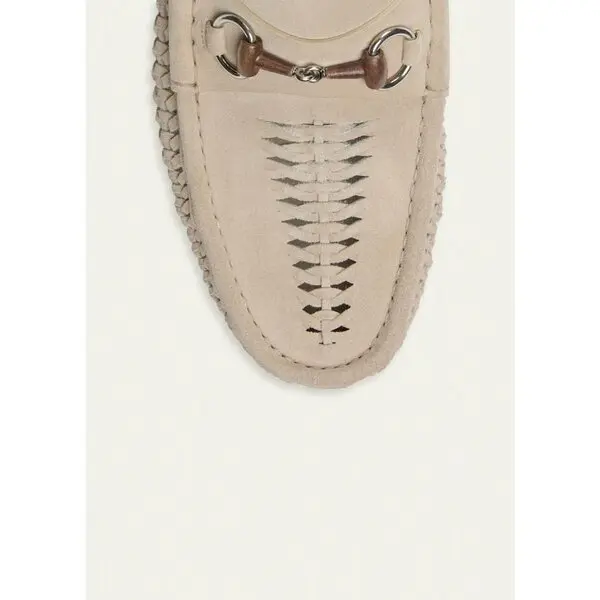 Gucci Horsebit 1953 Woven Suede Bit Loafers - Sand