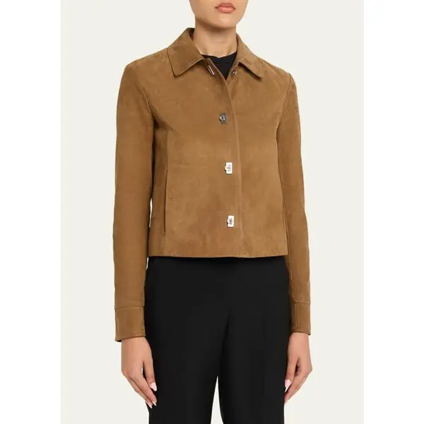 FERRAGAMO Nubuck Leather Boxy Jacket