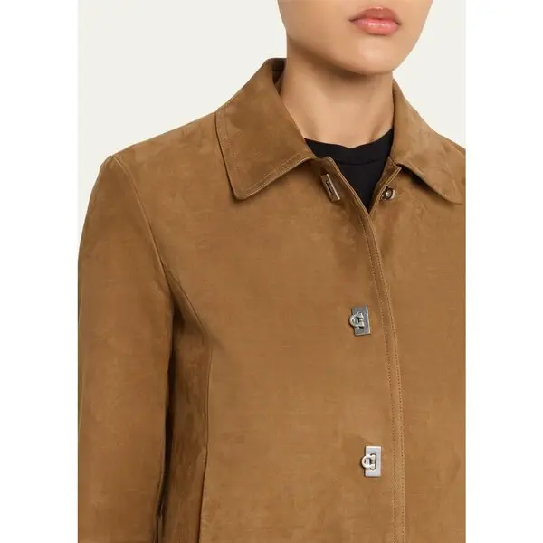 FERRAGAMO Nubuck Leather Boxy Jacket