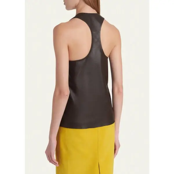 FERRAGAMO Toggle Nappa Leather Racerback Tank Top