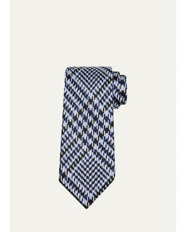 TOM FORD Exploded Prince Of Wales Check Silk Tie - Blue Multi